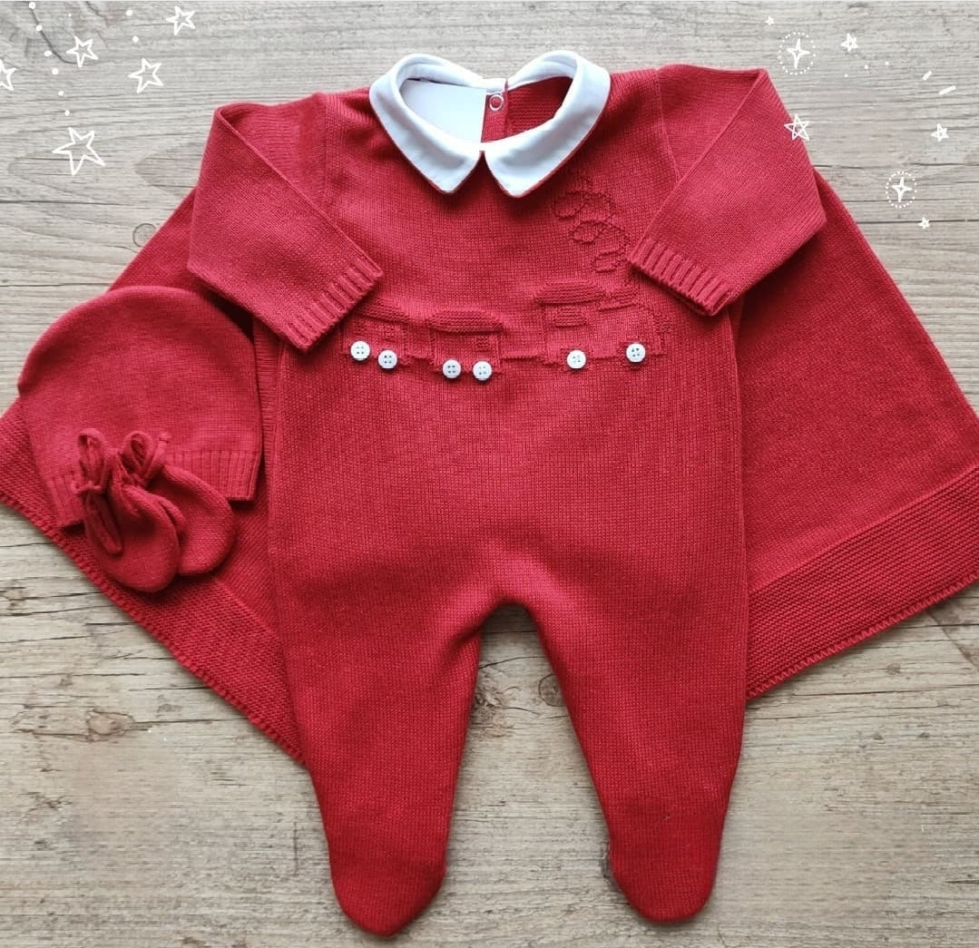 Little Train knitted set with blanket - Multiple Colors